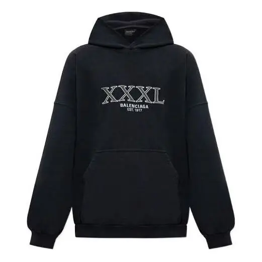 Balenciaga Oversized Popover Hoodie - Black/white