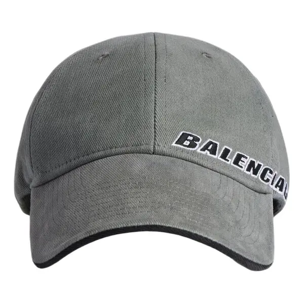 Balenciaga Tilted Typo Cap - Dark Heather Grey