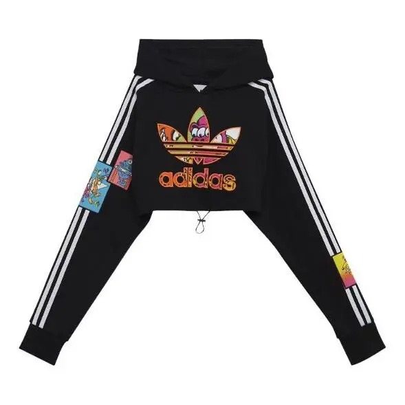 Adidas Originals X Jeremy Scott Cropped Hoodie 'black Red - Black/multi-color