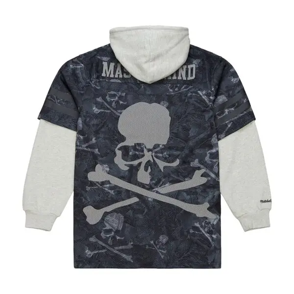 Mitchell & Ness X Mastermind Print Jersey Hoodie 'charcoal Ash