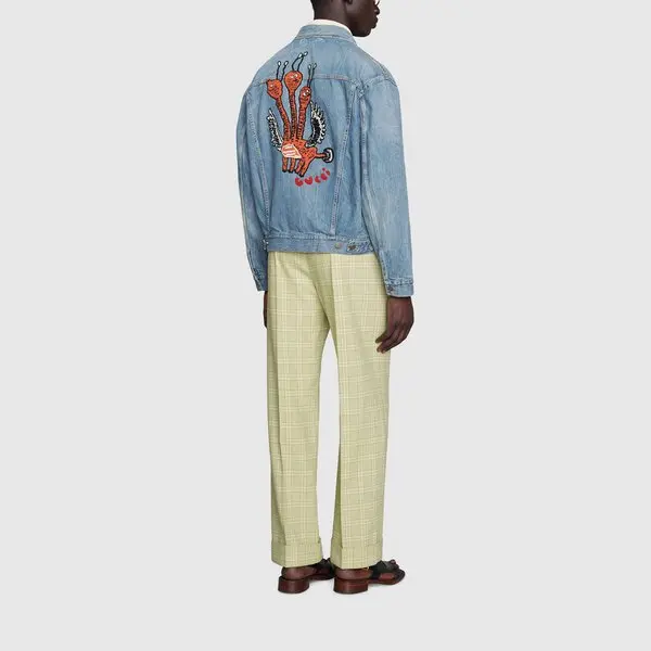 Gucci X Freya Hartas Animal Embroidered Denim Jacket