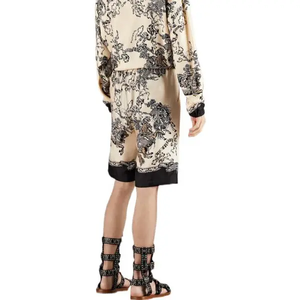 Gucci Silk Shorts With Roi Soleil Print - Beige