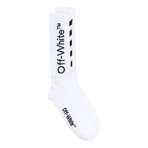 Off-White Diag Mid Length Socks - White/black
