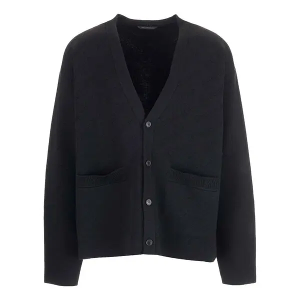 Balenciaga Tonal All Over Logo Cardigan - Black