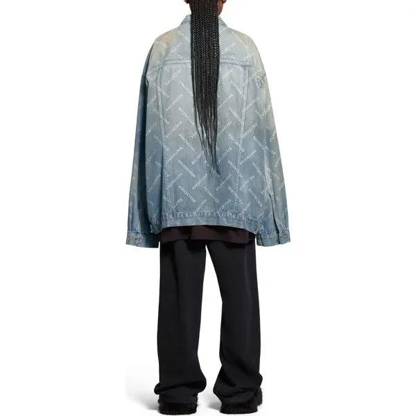 Balenciaga Diagonal Allover Oversized Denim Jacket
