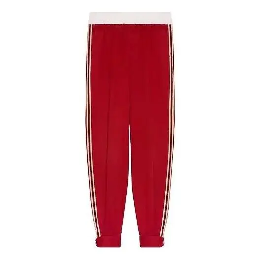 Gucci Military Cotton Drill Pants With Buckles - Red