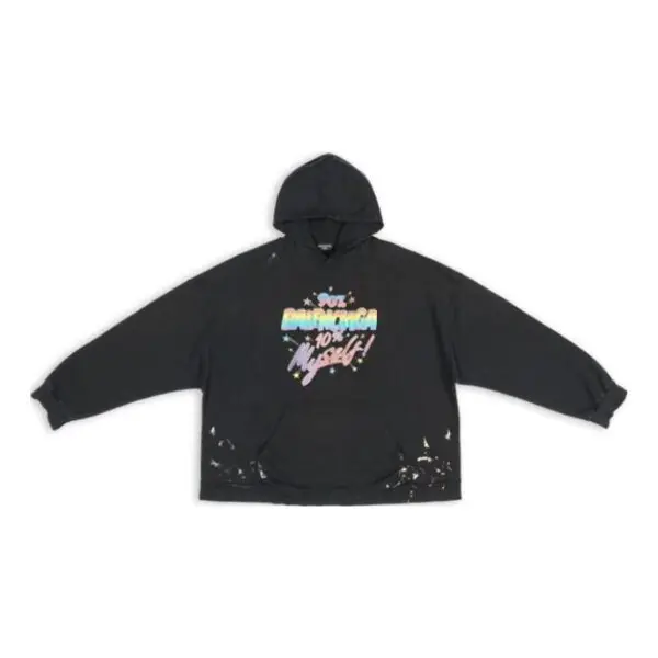 Balenciaga 90/10 Hoodie Wide Fit - Washed Black