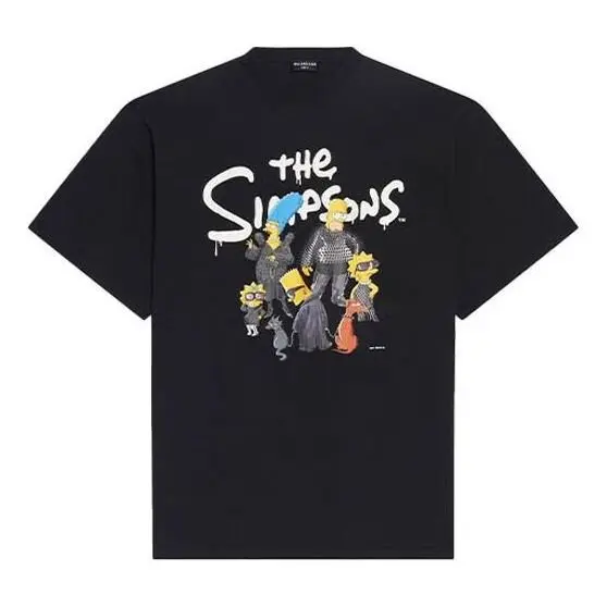 Balenciaga X The Simpsons Oversized Cotton T-shirt - Black