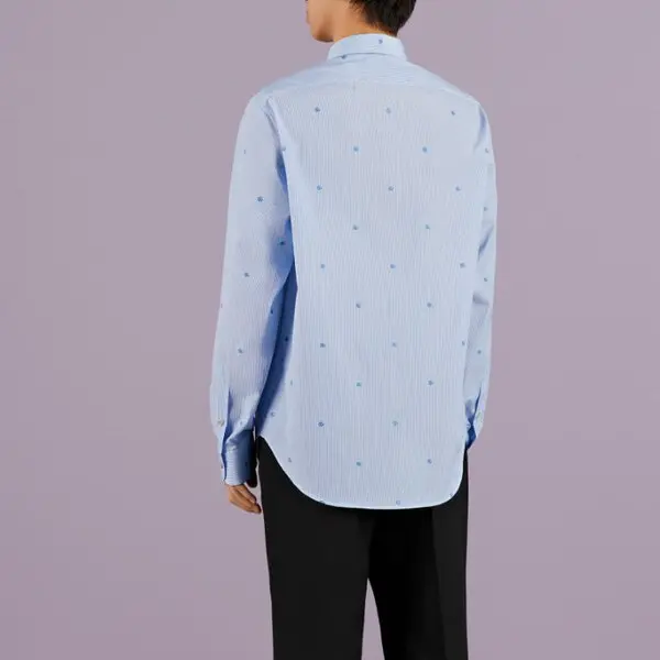 Gucci Striped Cotton Poplin Shirt 'light Blue White
