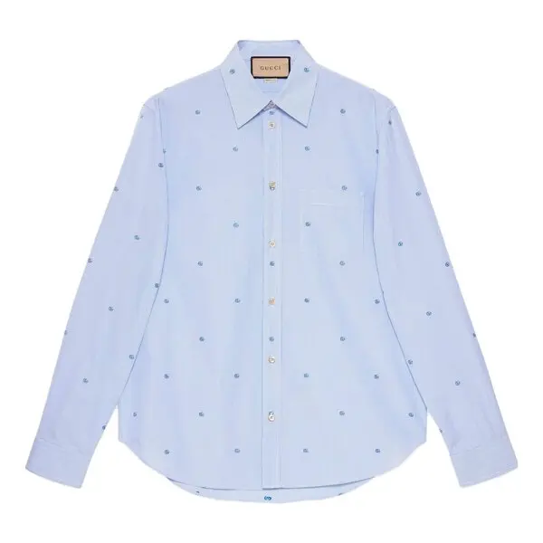 Gucci Striped Cotton Poplin Shirt 'light Blue White