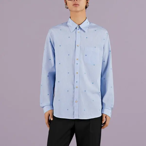 Gucci Striped Cotton Poplin Shirt 'light Blue White