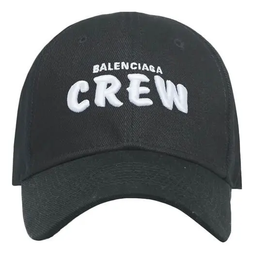Balenciaga Embroidered Crew Logo Baseball Cap - Black