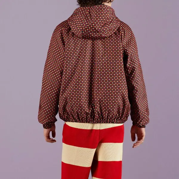 Gucci Geometric Houndstooth Zip-up Hooded Jacket