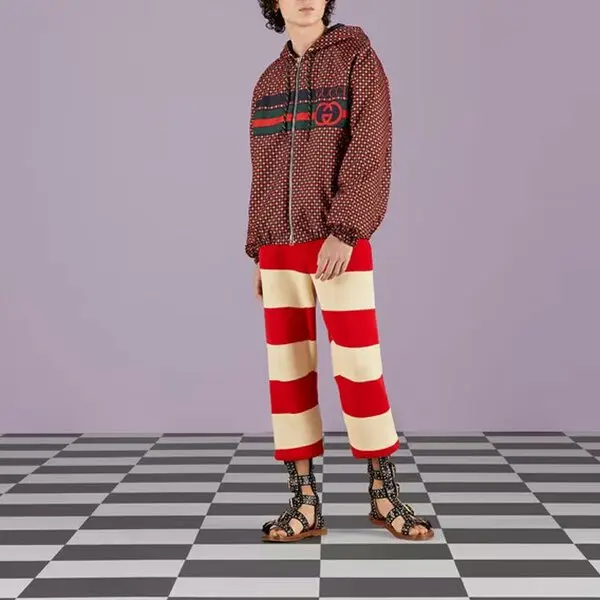 Gucci Geometric Houndstooth Zip-up Hooded Jacket