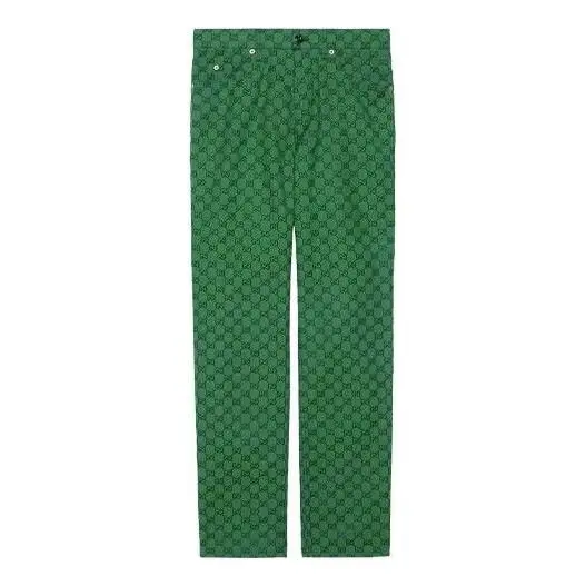 Gucci Gg Monogram Canvas Trousers - Green
