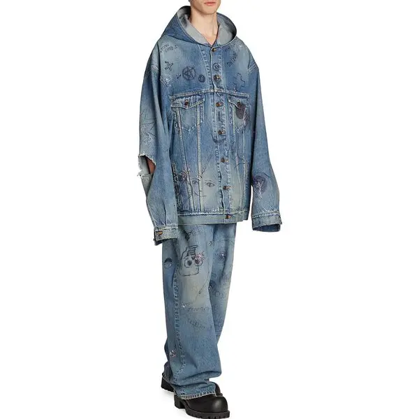 Balenciaga Oversized Embroidered Denim Jacket