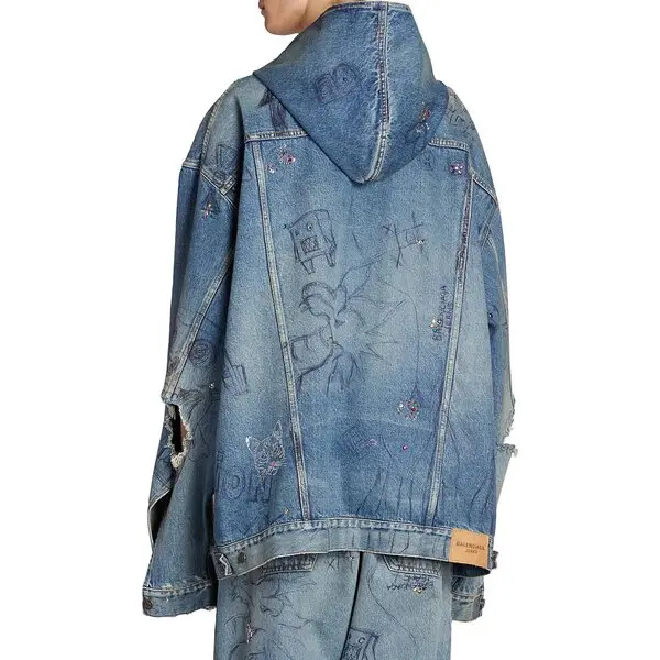 Balenciaga Oversized Embroidered Denim Jacket