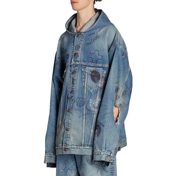 Balenciaga Oversized Embroidered Denim Jacket