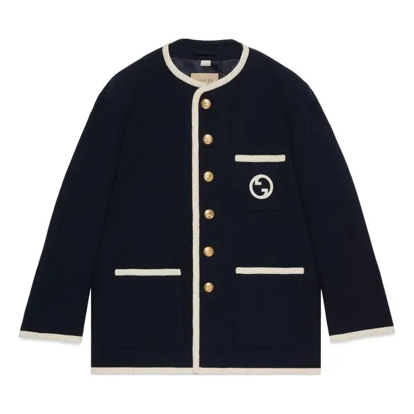 Gucci Retro Tweed Jacket With Embroidery
