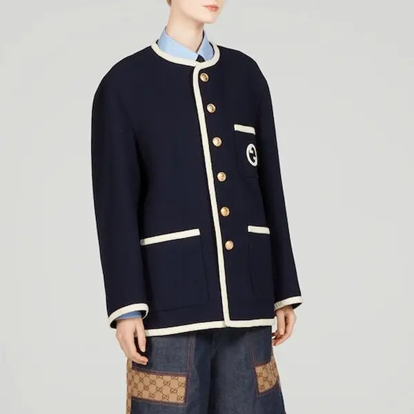 Gucci Retro Tweed Jacket With Embroidery
