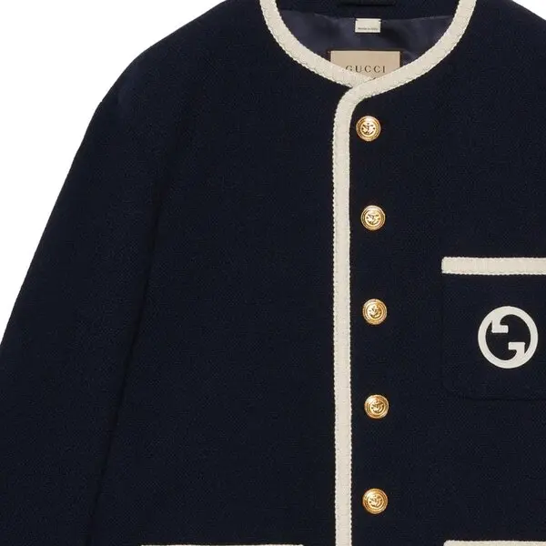 Gucci Retro Tweed Jacket With Embroidery
