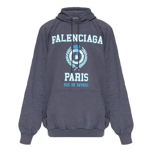 Balenciaga Est. 1917 College Logo Hoodie - Navy