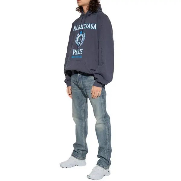 Balenciaga Est. 1917 College Logo Hoodie - Navy