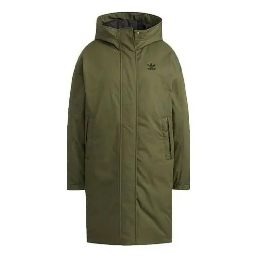 Adidas Long Padded Down Jacket - Olive Green