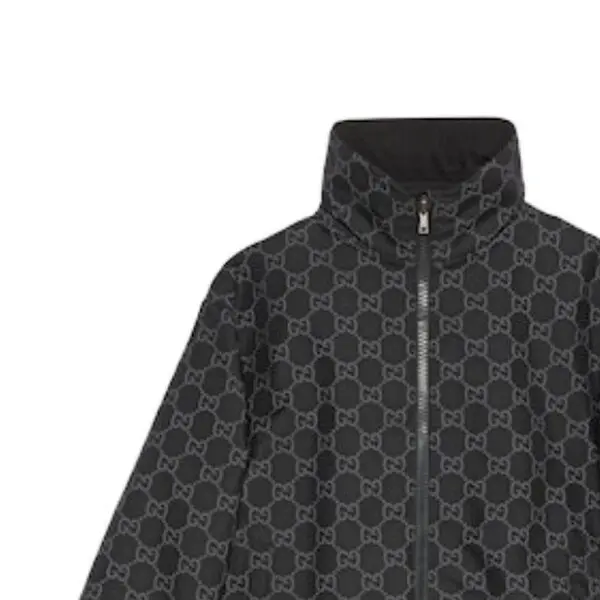 Gucci Reversible Gg Ripstop Nylon Jacket 'black Grey