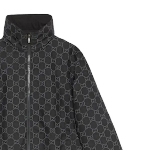 Gucci Reversible Gg Ripstop Nylon Jacket 'black Grey
