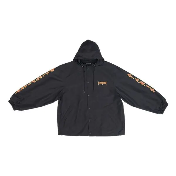 Balenciaga Metallica Hooded Windbreaker Jacket - Black/orange