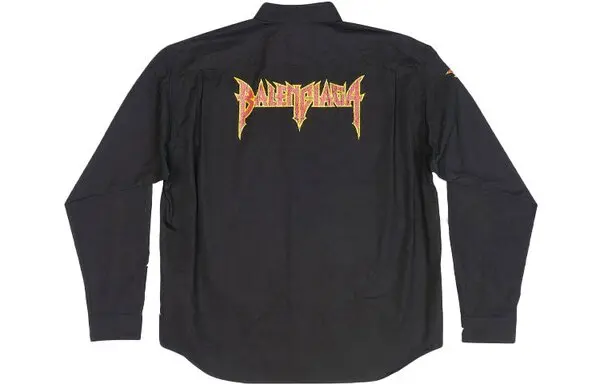 Balenciaga Metallica Long Sleeve Shirt Oversized Fit 'black Orange