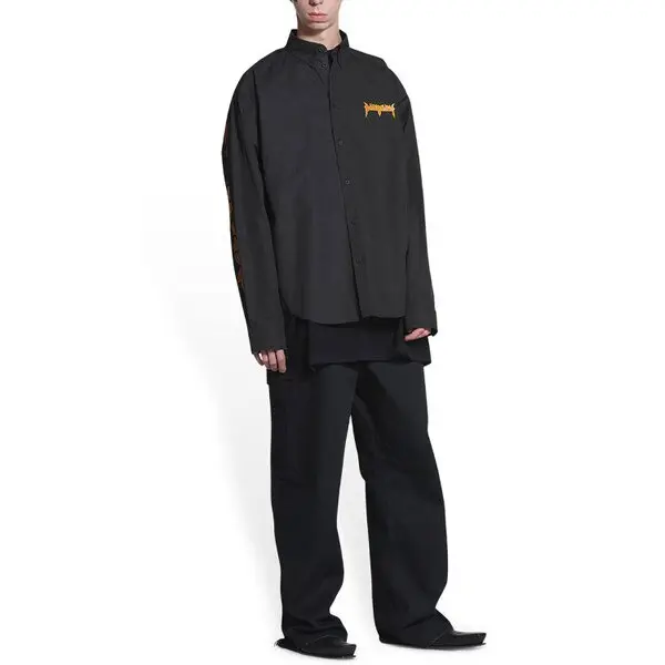 Balenciaga Metallica Long Sleeve Shirt Oversized Fit 'black Orange
