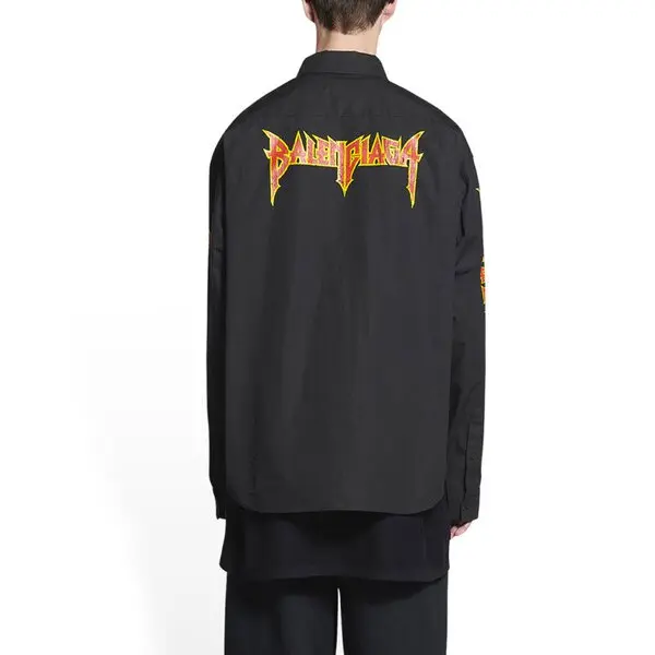 Balenciaga Metallica Long Sleeve Shirt Oversized Fit 'black Orange