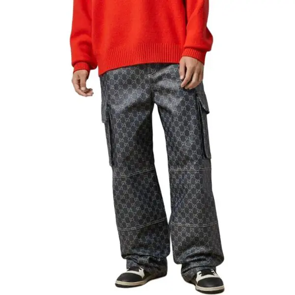 Gucci Gg Denim Jacquard Trouser 'dark Blue Ivory