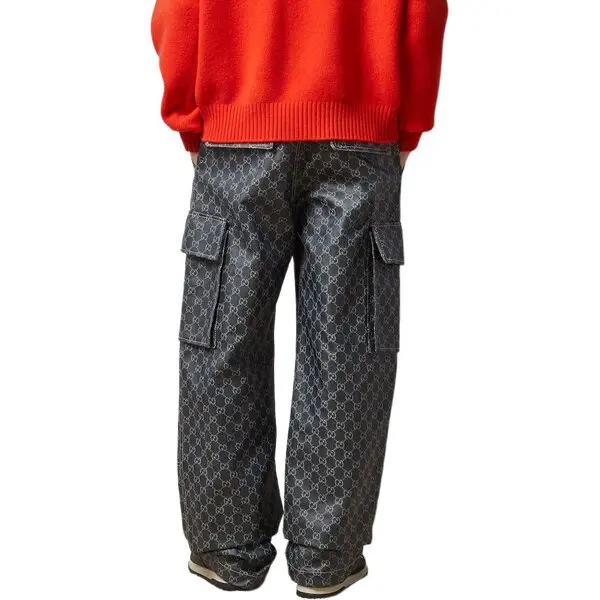 Gucci Gg Denim Jacquard Trouser 'dark Blue Ivory