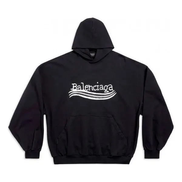 Balenciaga Hand Drawn Political Campaign Hoodie - Black