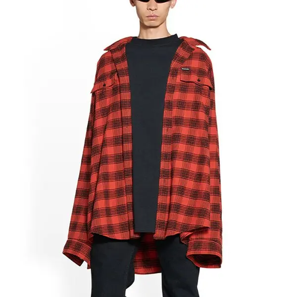 Balenciaga Trompe L'oeil Checked Shirt And T-shirt 'red Navy