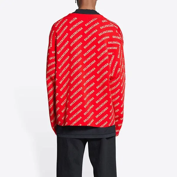 Balenciaga Mini Allover Logo Cardigan 'red White