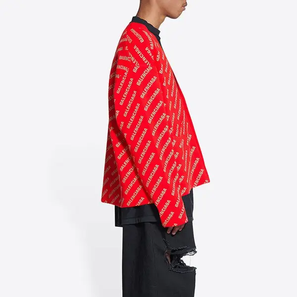 Balenciaga Mini Allover Logo Cardigan 'red White