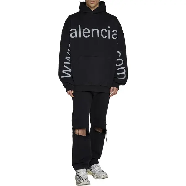 Balenciaga Logo Print Popover Hoodie