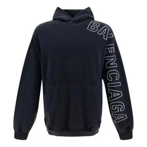 Balenciaga Outline Hoodie - Black Faded
