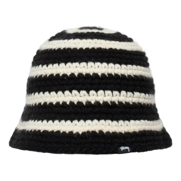 StÜssy Swirl Knit Bucket Hat - Black/beige