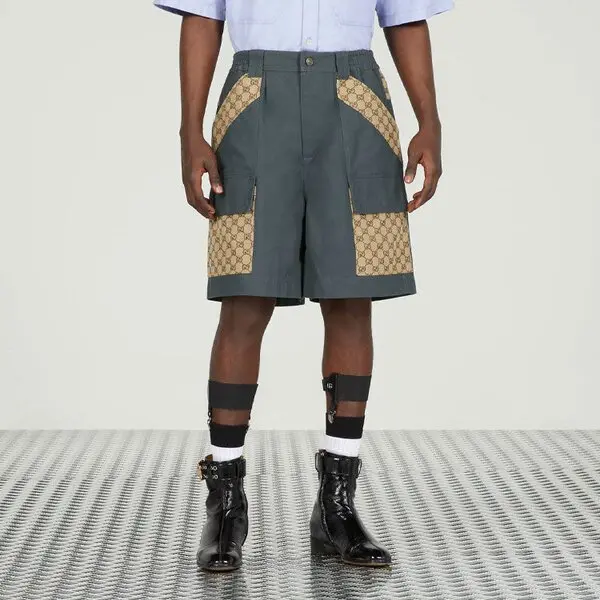 Gucci Cotton Canvas Bermuda Gg Insert Shorts