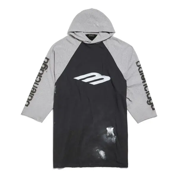 Balenciaga 3b Stencil Hooded Raglan T-shirt