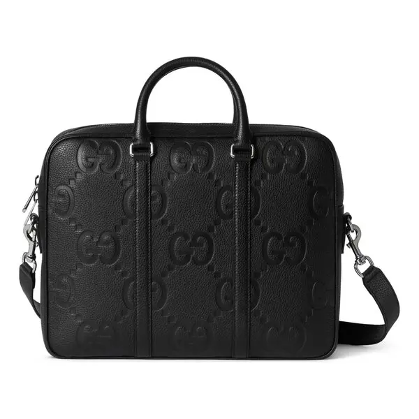 Gucci Jumbo Gg Briefcase - Black Canvas