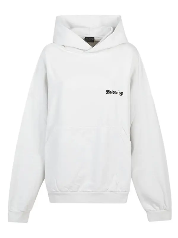 Balenciaga Bb Corp Cotton Hoodie - White/black