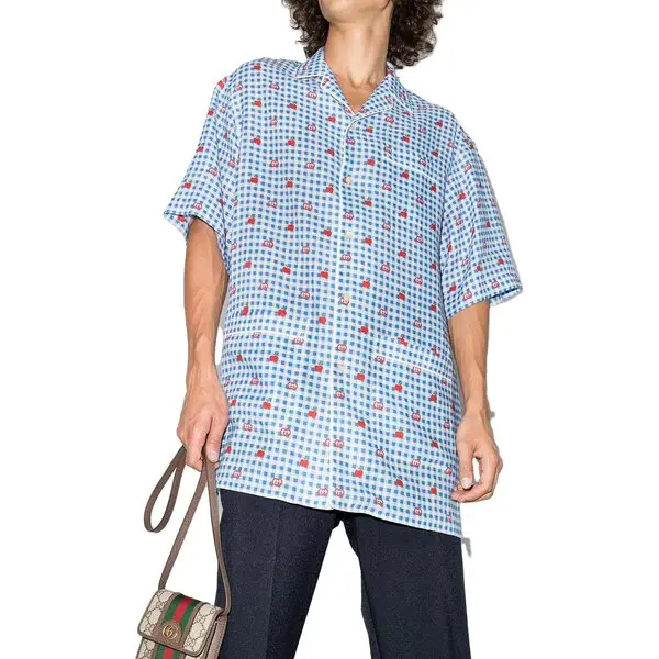 Gucci Gg Apple Jacquard Check Bowling Shirt