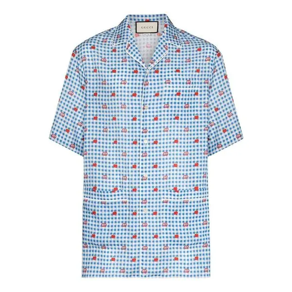 Gucci Gg Apple Jacquard Check Bowling Shirt