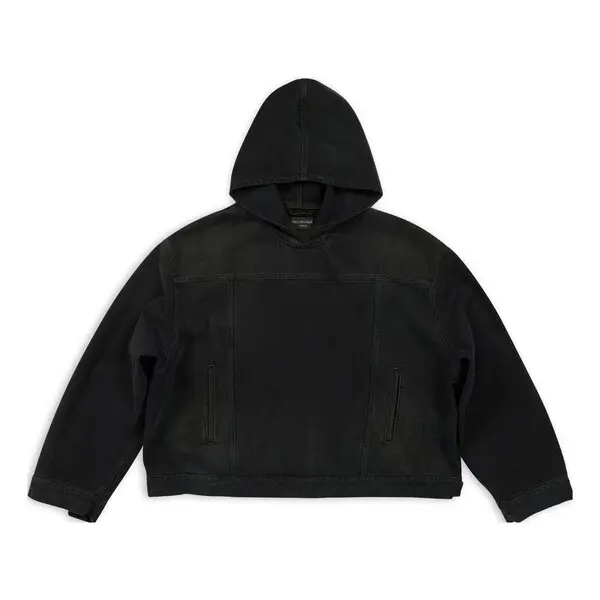 Balenciaga Soft Denim Pull-over Jacket With Drawstring Hood